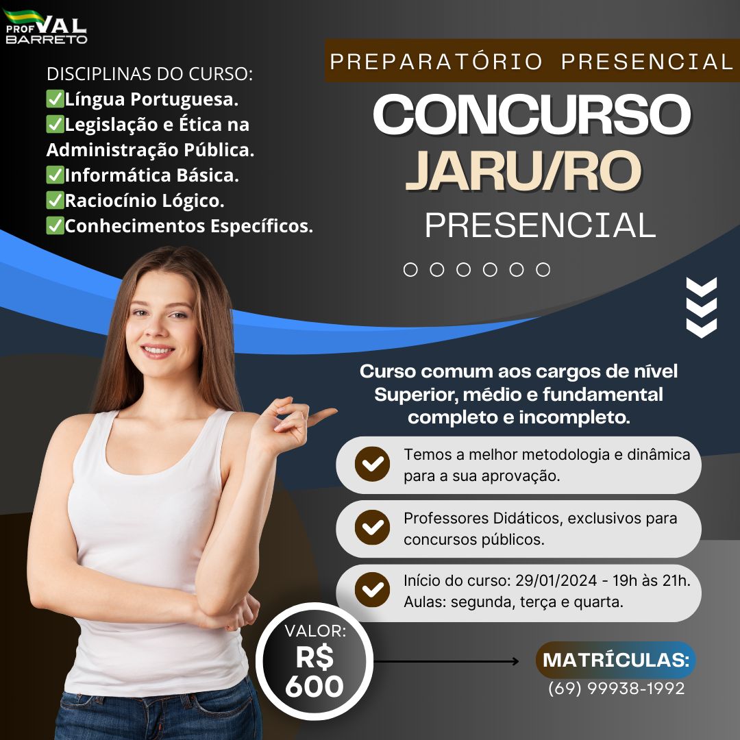 Curso Preparatório Presencial para Concurso Público Jaru/RO 2024